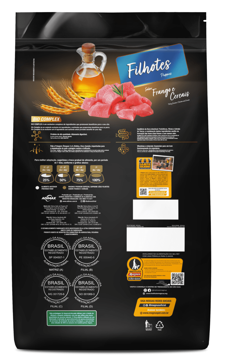 Magnus Premium Especial Supreme Cães Filhotes Sabor Frango e Cereais ...