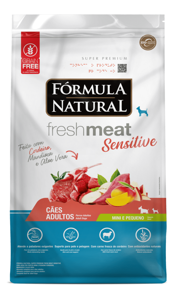 Fórmula Natural Fresh Meat Sensitive Cães Adultos Portes Mini e Pequeno ...