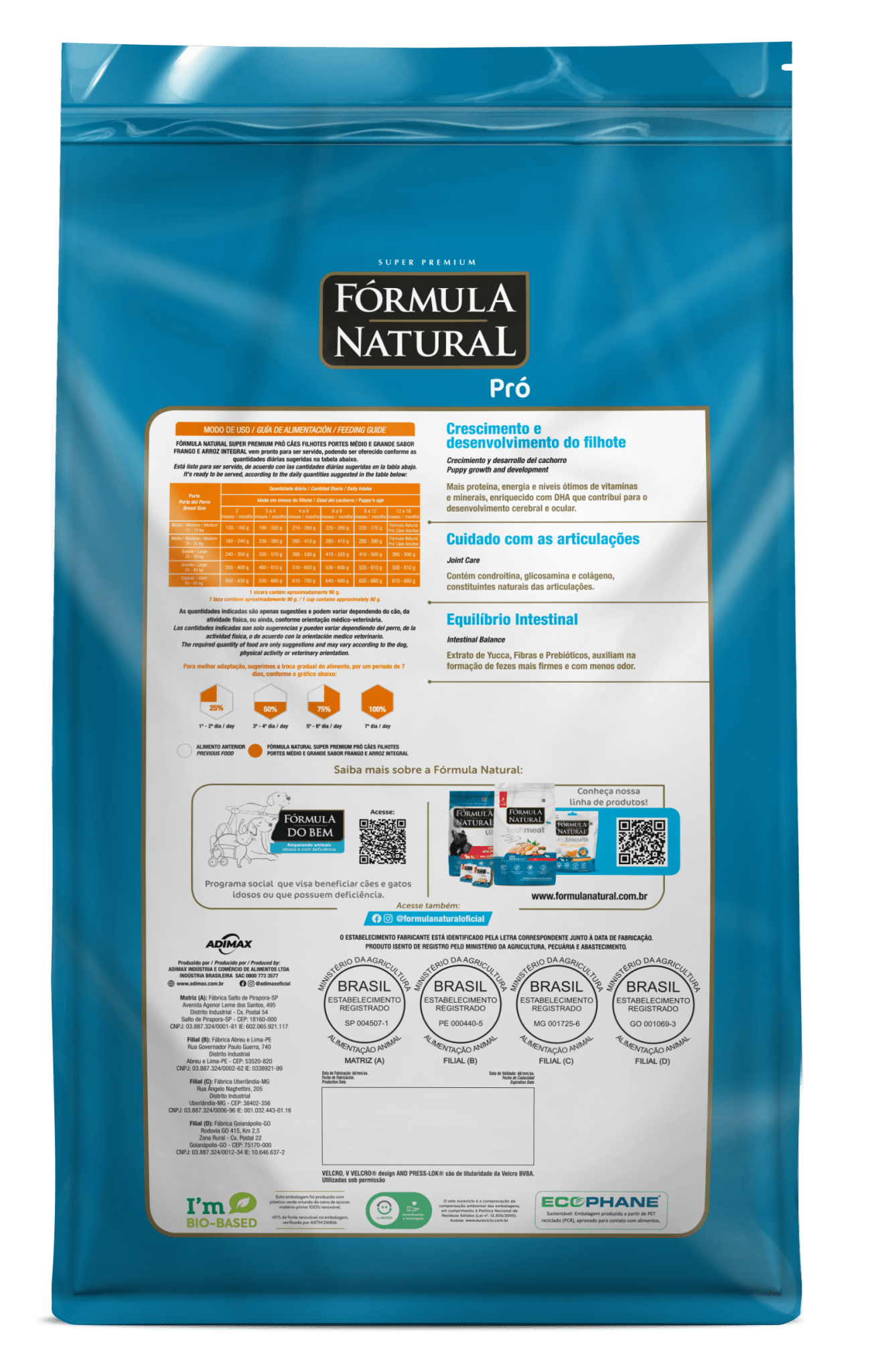 Fórmula Natural Super Premium Pró Cães Filhotes Portes Médio e Grande ...