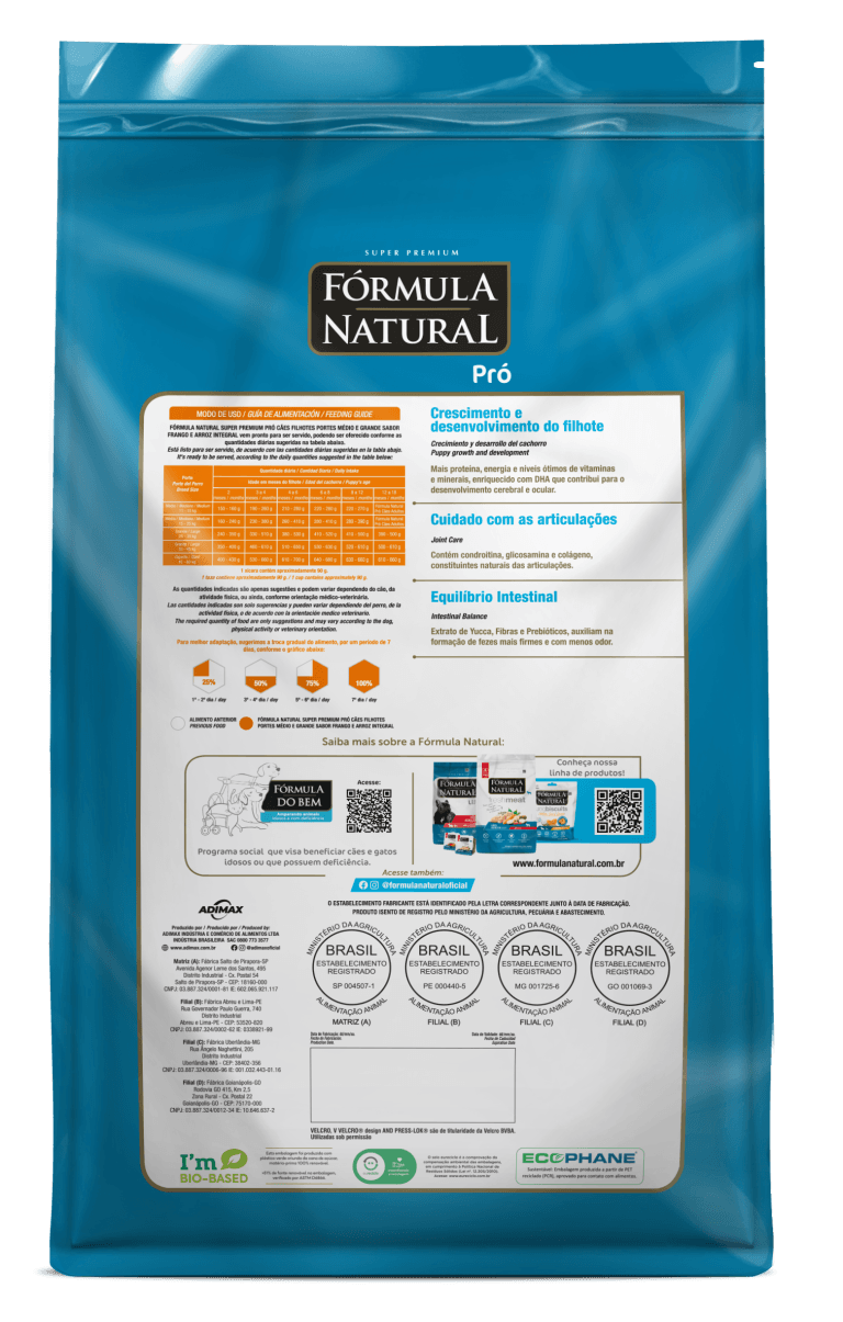 Fórmula Natural Super Premium Pró Cães Filhotes Portes Médio e Grande ...