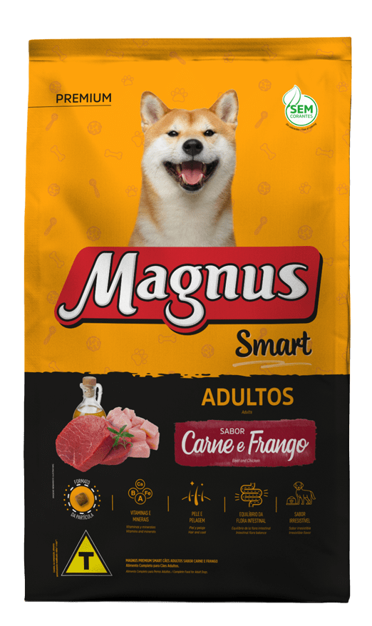 Magnus Premium Smart Cães Adultos Sabor Carne e Frango - Adimax ...