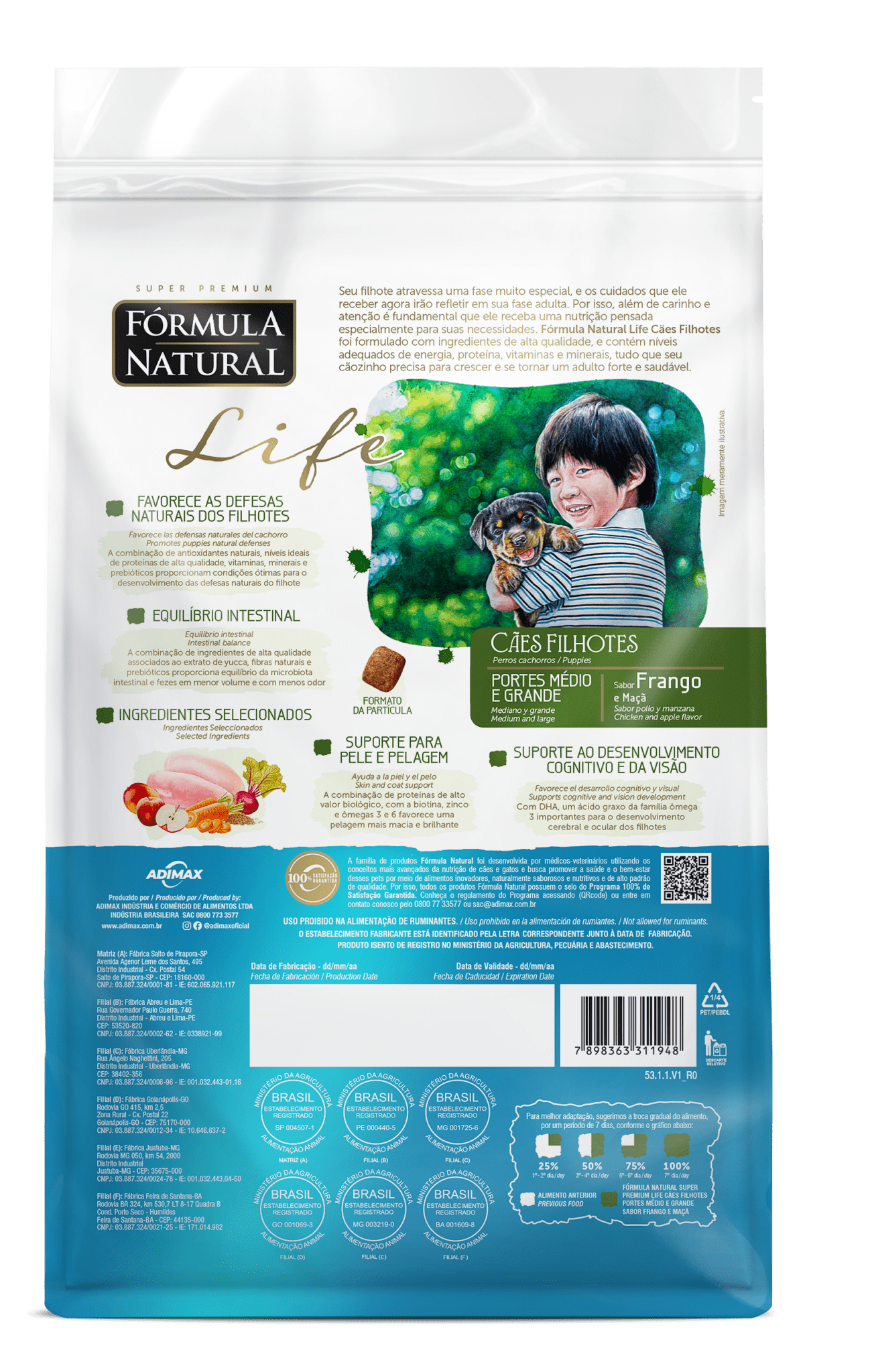 Fórmula Natural Super Premium Life Cães Filhotes Portes Médio e Grande ...